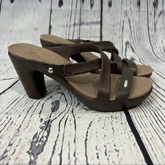 CROCS | Shoes | Crocs Cypress Iv 4558 Espresso Brown Comfort Block Heel ...